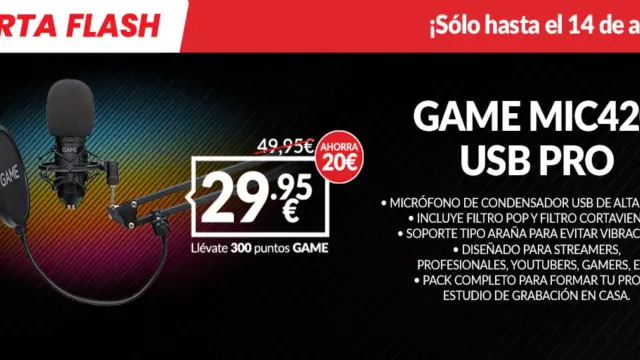 Consigue con la nueva oferta flash de GAME este micrófono para directos ...