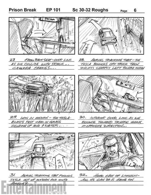 Storyboards del primer episodio de la temporada 5 de Prison Break