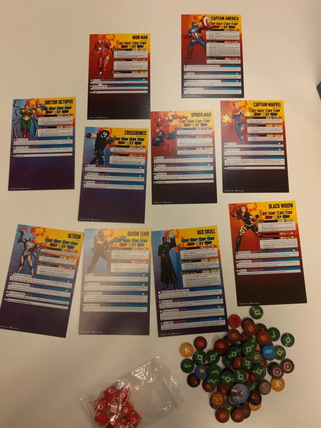 Crisis Protocol - Componentes del juego de miniaturas de Marvel