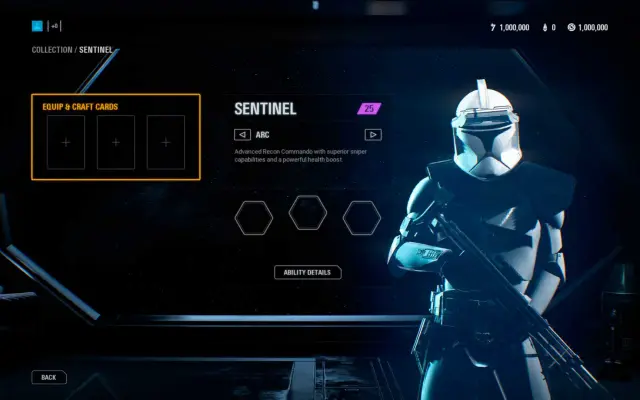 Menú filtrado de Star Wars Battlefront II