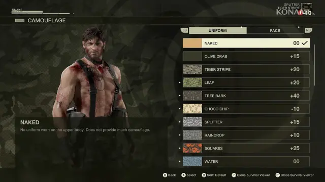 Konami muestra el menú de camuflaje y la pantalla de inicio de MGS3 Delta