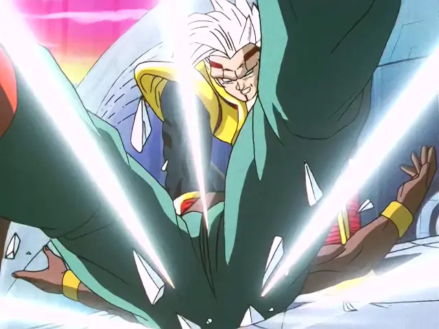 Baby derrota a Uub en el episodio 32 de Dragon Ball GT