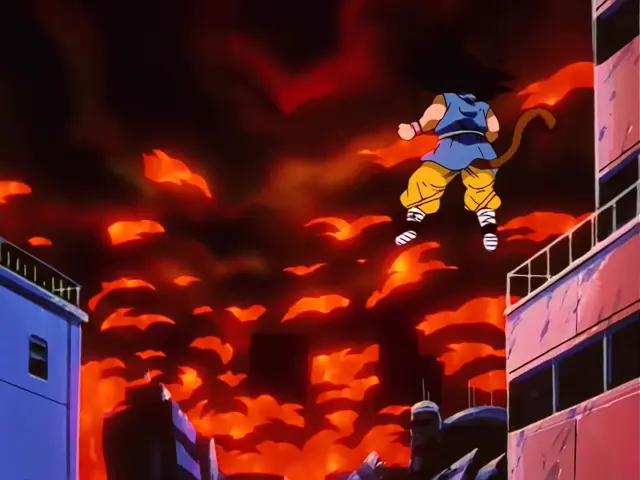 Goku lanza un Kame Hame Ha x10 contra Pan y Chi Shinron